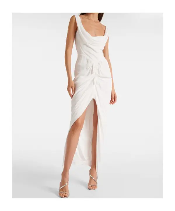 vivienne westwood panther gathered asymmetric maxi dress White Long Rachel Allan 70707 Prom Size 12 female WOMEN BDay1 Size:28
