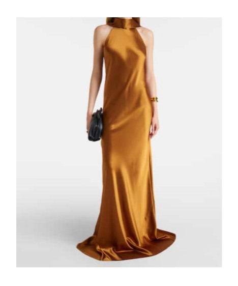 Galvan Sienna Halterneck Satin Gown