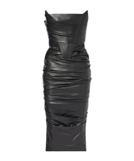 Alex Perry Ruched Leather Midi Dress