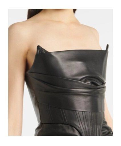 Alex Perry Ruched Leather Midi Dress