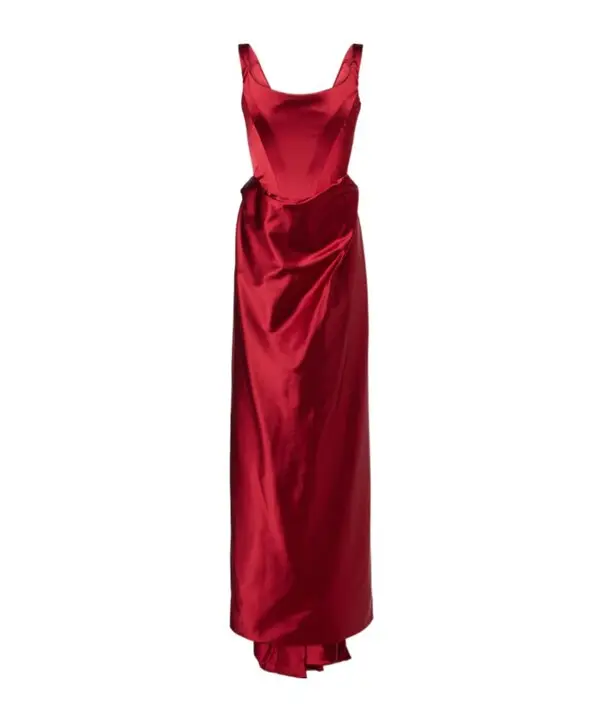 VIVIENNE WESTWOOD Camille Draped Crepe Satin Bustier Gown - Wine