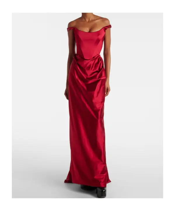 VIVIENNE WESTWOOD Camille Draped Crepe Satin Bustier Gown - Wine