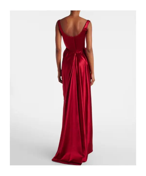 VIVIENNE WESTWOOD Camille Draped Crepe Satin Bustier Gown - Wine
