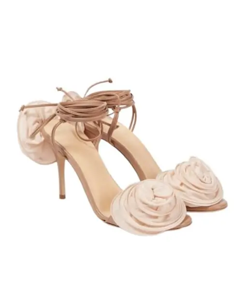 Magda Butrym Floral Appliqué Leather Sandals - Nude