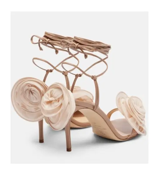 Magda Butrym Floral Appliqué Leather Sandals - Nude
