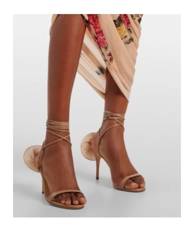 Magda Butrym Floral Appliqué Leather Sandals - Nude