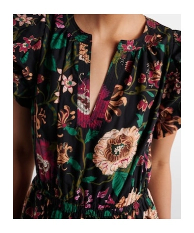 Ulla Johnson Marin Floral Cotton Poplin Midi Dress - Black