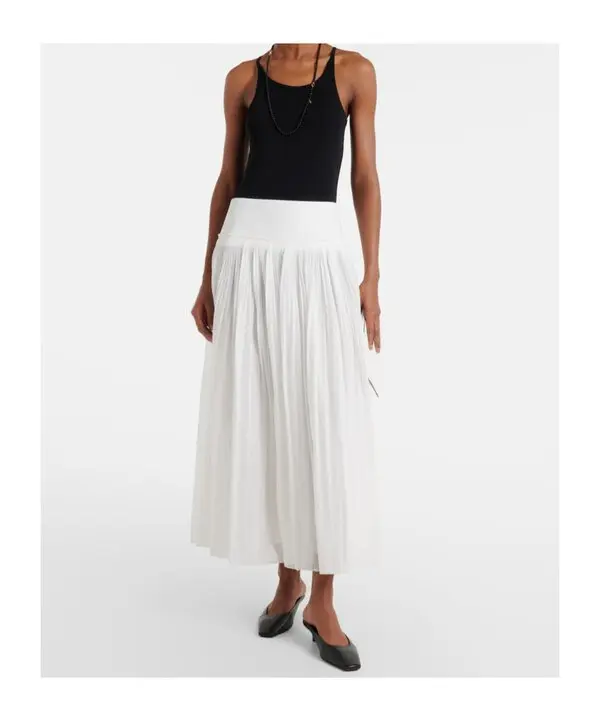 RÓHE Pleated Cotton Muslin Maxi Skirt