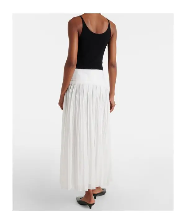 RÓHE Pleated Cotton Muslin Maxi Skirt