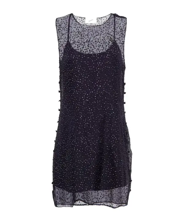 Coperni Embellished Sheer Silk Minidress - Black
