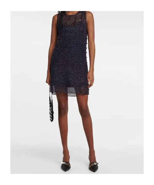 Coperni Embellished Sheer Silk Mini Dress