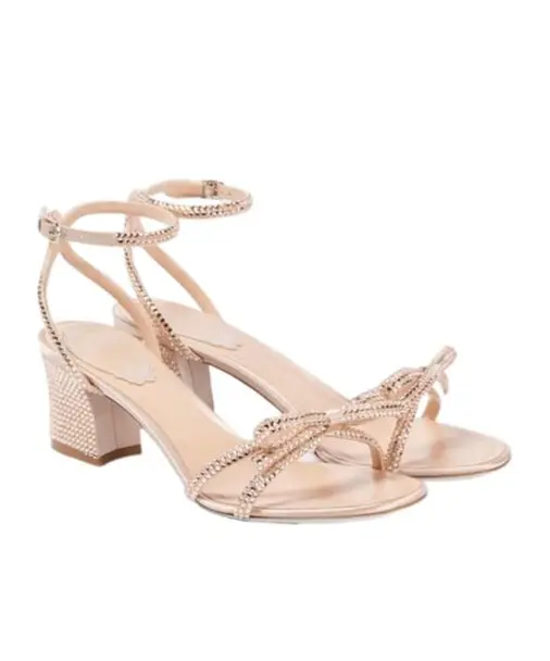 Rene Caovilla Bow-detail Satin Sandals - Nude
