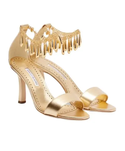 Manolo Blahnik Metallic High Heel Sandals