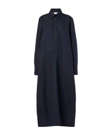 JIL SANDER Gathered Cotton Poplin Shirt Dress