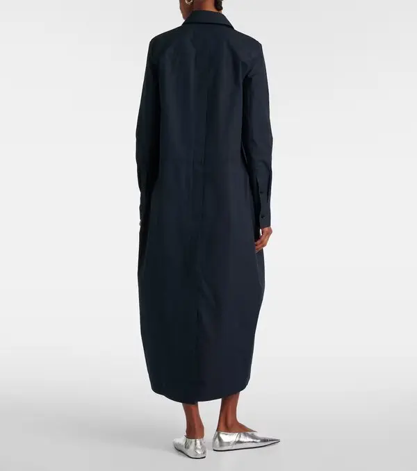 JIL SANDER Gathered Cotton Poplin Shirt Dress