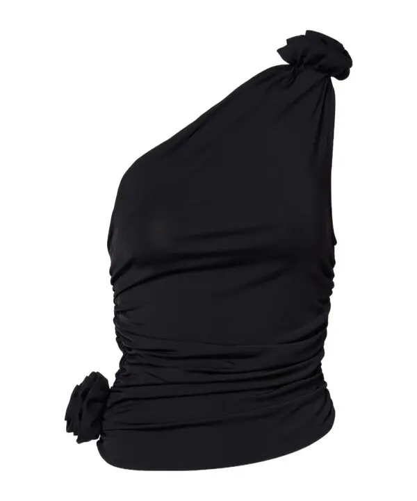 Magda Butrym Floral Appliqué One-shoulder Top - Black