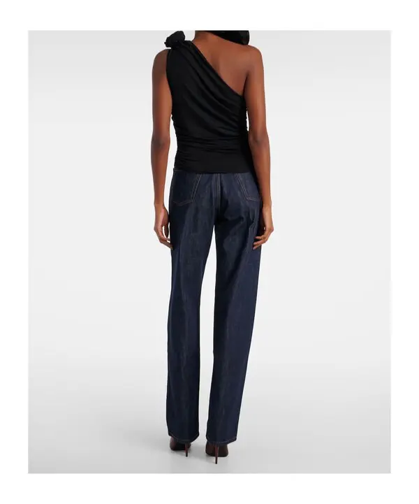 Magda Butrym One-shoulder Floral Appliqué Top - Black