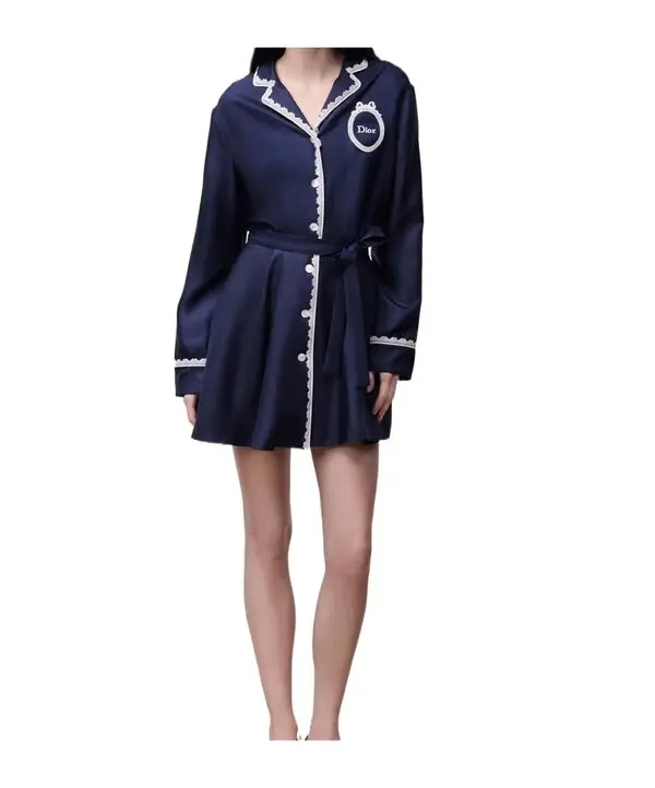 Dior Embroidered Short Shirtdress - Black