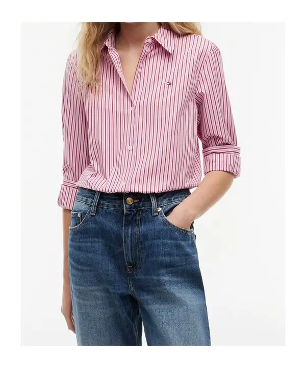 Tommy Hilfiger Vertical-stripe Logo-embroidered Shirt