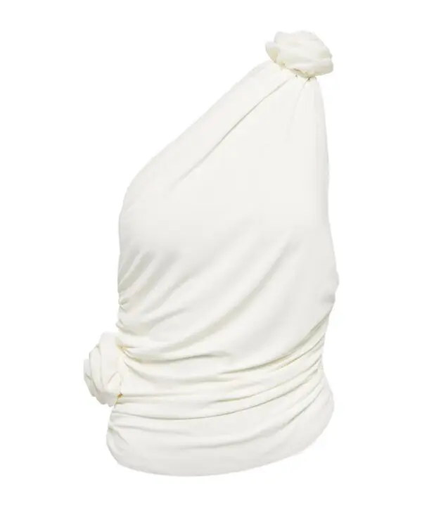 Magda Butrym Floral Appliqué One-shoulder Top - White