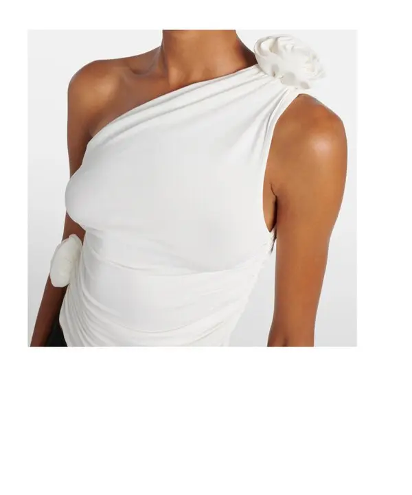 Magda Butrym Floral Appliqué One-shoulder Top - White
