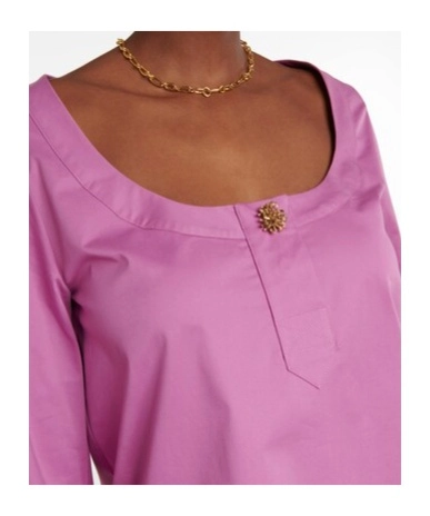 Oscar De La Renta Lilac Cotton-blend Poplin Off-the-shoulder Blouse