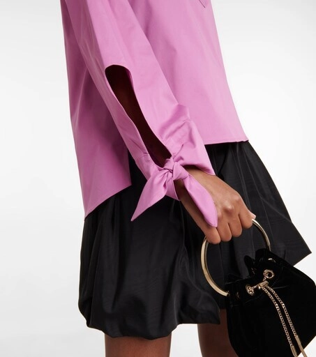 Oscar De La Renta Lilac Cotton-blend Poplin Off-the-shoulder Blouse