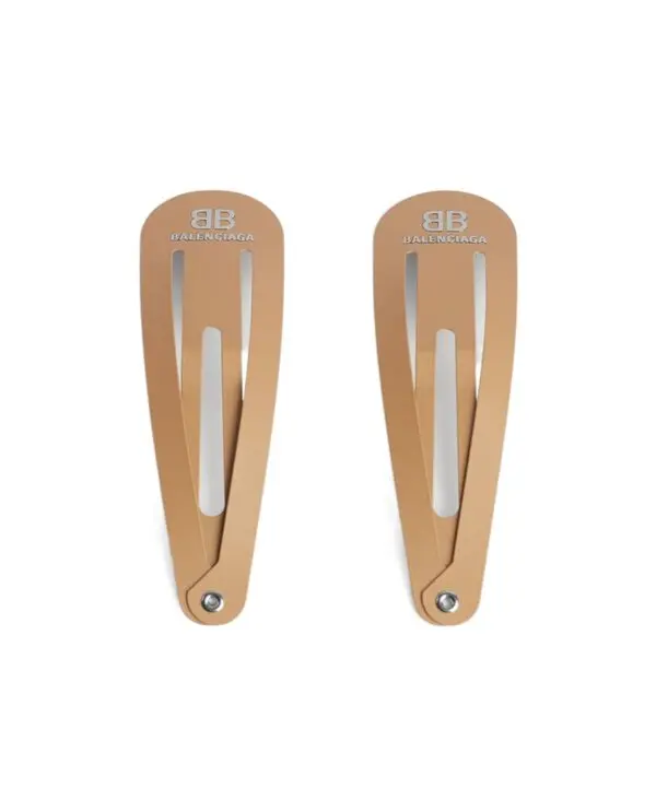 Balenciaga Holli Xxl Snap Clip Set 2 - Beige/shiny Silver