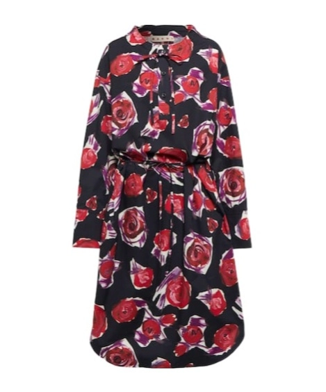 Marni Floral Cotton Midi Dress - Black