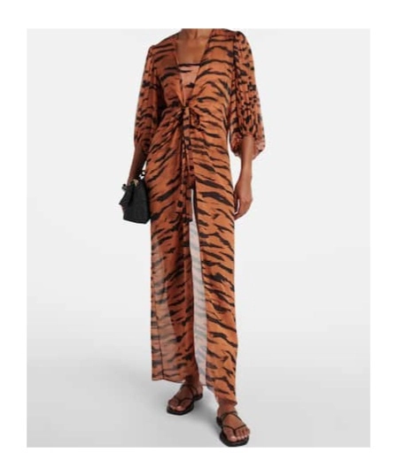 ADRIANA DEGREAS X Sabine Getty Printed Silk Kaftan