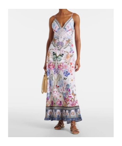 Camilla Crystal-embellished Linen Slip Maxi Dress - White