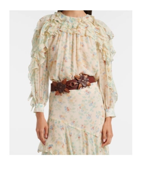Ulla Johnson Willow Ruffled Floral Silk Blouse