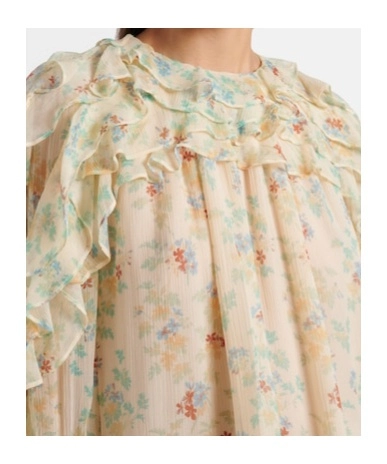 Ulla Johnson Willow Ruffled Floral Silk Blouse