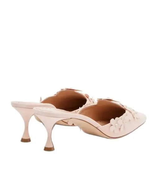Manolo Blahnik Floral-appliqué Suede Mules