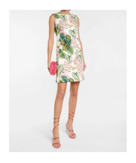 Oscar De La Renta Floral Cotton-blend A-line Minidress - Green