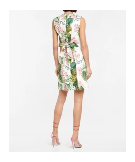 Oscar De La Renta Floral Cotton-blend A-line Minidress - Green