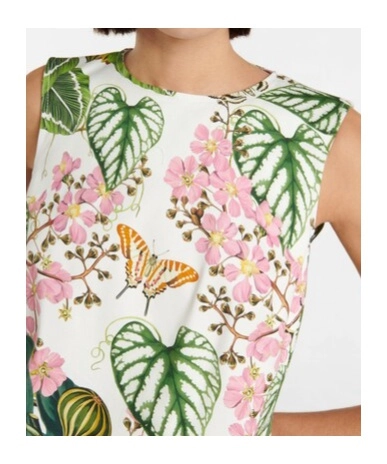 Oscar De La Renta Floral Cotton-blend A-line Minidress - Green