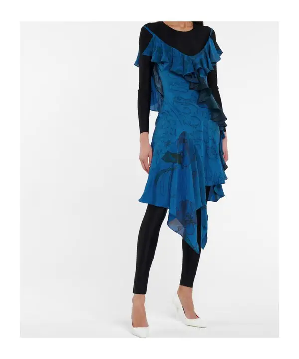 MARINE SERRE Printed Silk And Stretch-jersey Dress