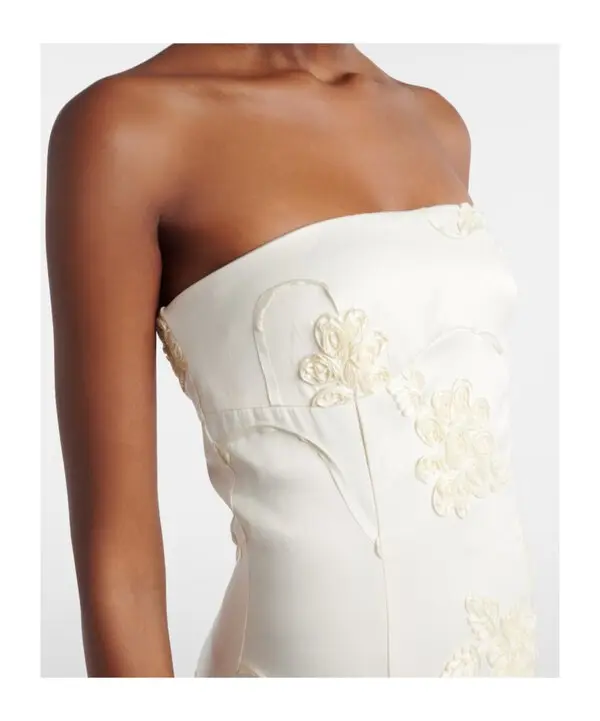 ROTATE BY BIRGER CHRISTENSEN Bridal Floral-appliqué Satin Midi Dress - White