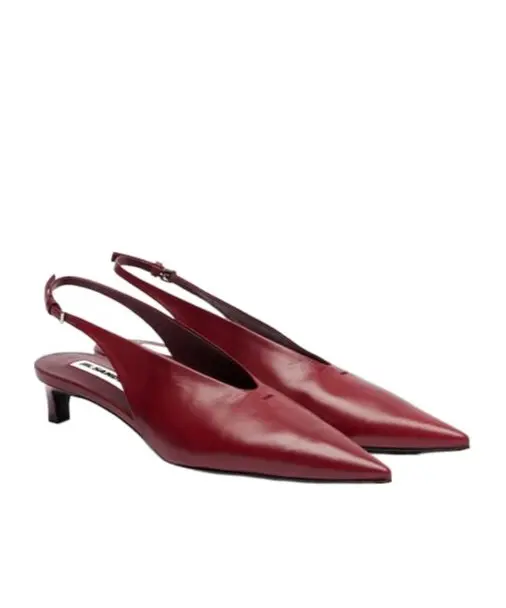 JIL SANDER Pointy Leather Slingback Pumps - Red