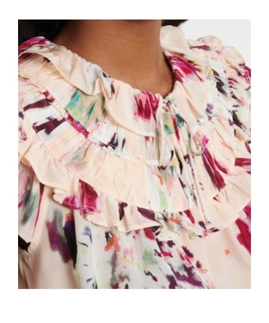 Ulla Johnson Eleonore Floral Ruffled Silk Crop Top
