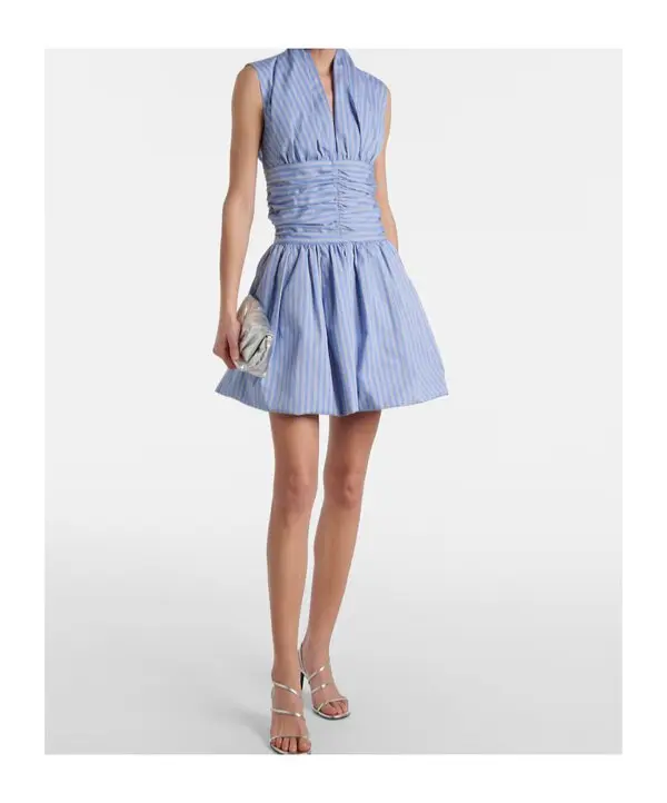 PATOU Striped Pleated Mini Dress