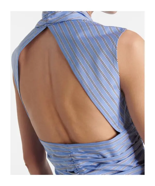 PATOU Striped Pleated Mini Dress