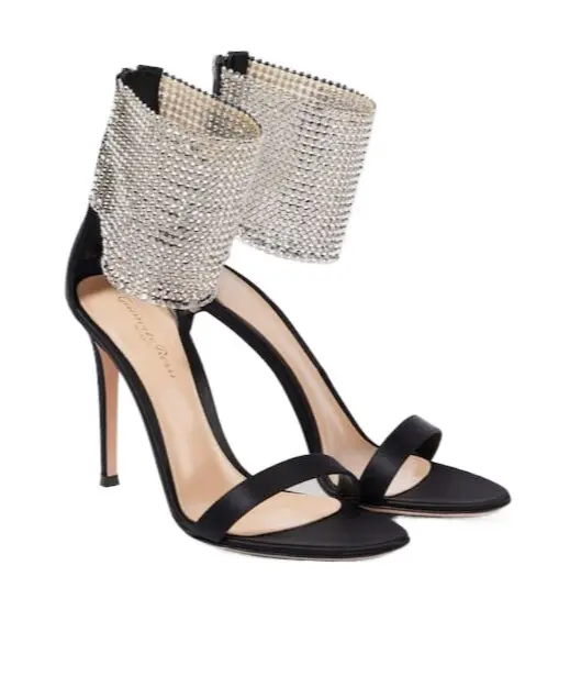 GIANVITO ROSSI Satin Single Strap High Heel Sandals - Nude