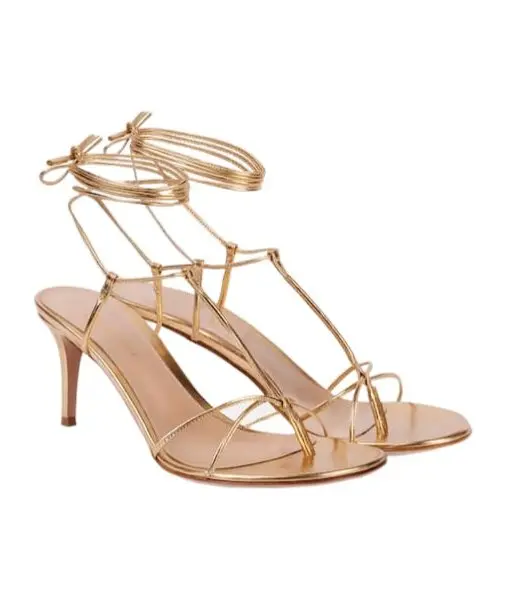 GIANVITO ROSSI 70 Metallic Leather Thong Sandals