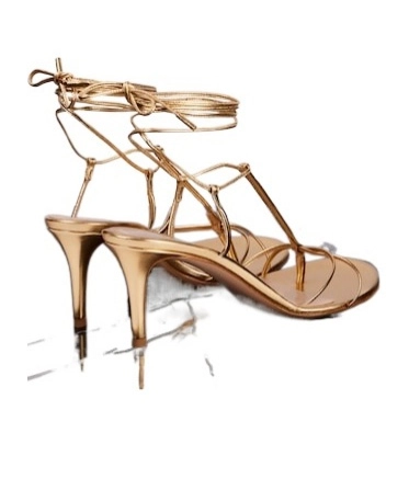 GIANVITO ROSSI 70 Metallic Leather Thong Sandals