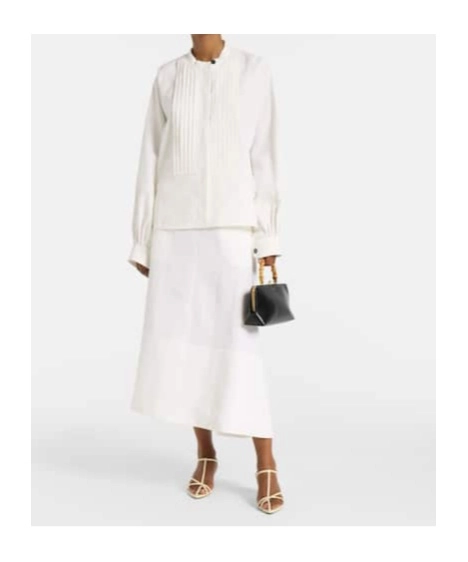 JIL SANDER Plissé Linen Blouse