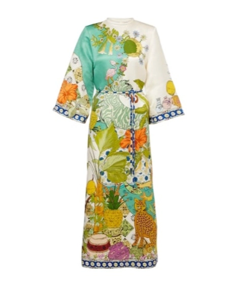 ALEMAIS Hazel Printed Cotton And Silk Maxi Dress - Green