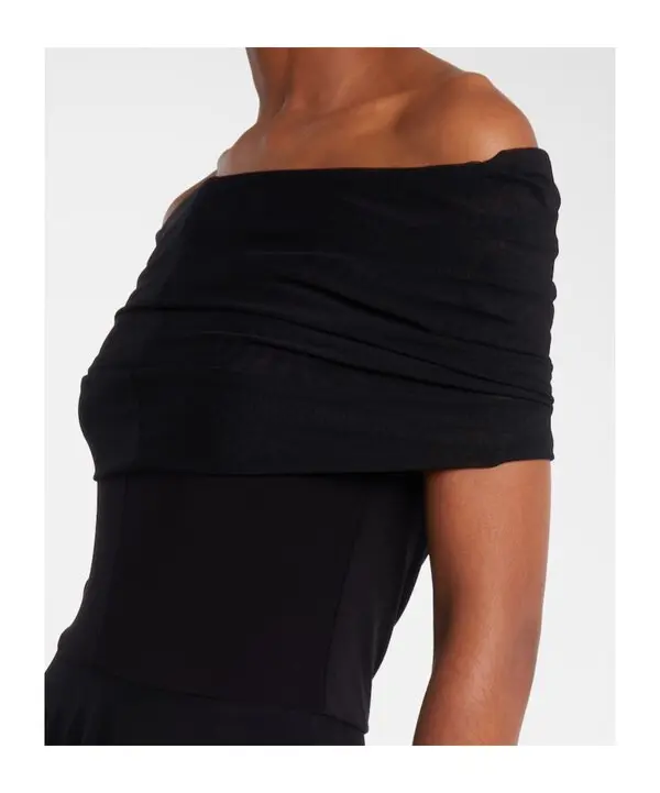 Norma Kamali Off-the-shoulder Sheer Mesh Maxi Dress - Black