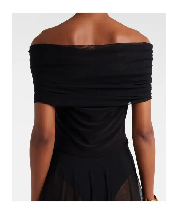 Norma Kamali Off-the-shoulder Sheer Mesh Maxi Dress - Black